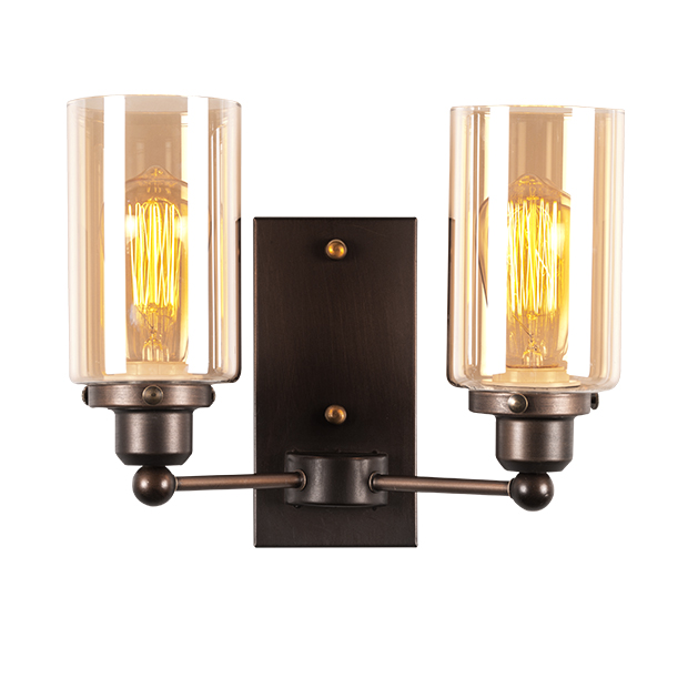Detailed Double Amber Glass Wall Light-WL5-10005